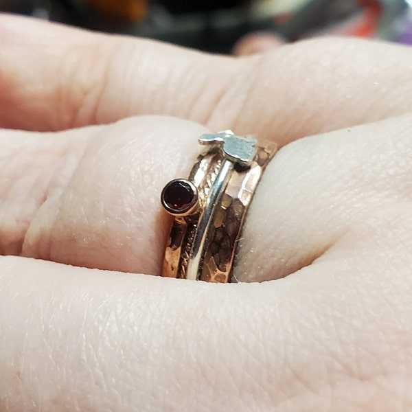 Dainty Copper Garnet Ring, Copper Ring, Garnet Mothers Ring, January ...