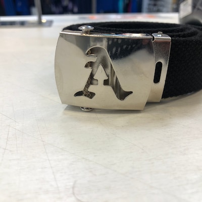 Old English Initial A-Z, Plain Canvas Military Black Web Belt & Silver ...