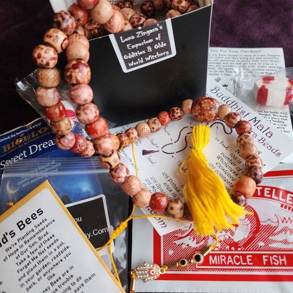 108 Bead Buddhist Mala, 108 Mala, Wooden Bead Mala, Hand Carved Prayer ...