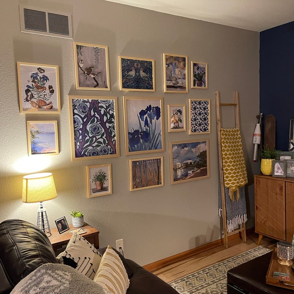 Eclectic Gallery Wall SET | Vintage Gallery Wall Art | Blue/green ...