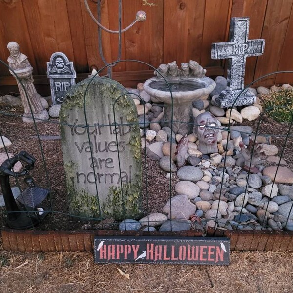Gothic Cross Gravestone Prop – Custom Moss Finish - Etsy