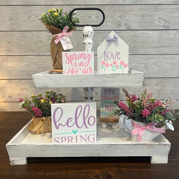 Spring Tiered Tray Decor Bundle, Spring Decorations for Home, Spring ...