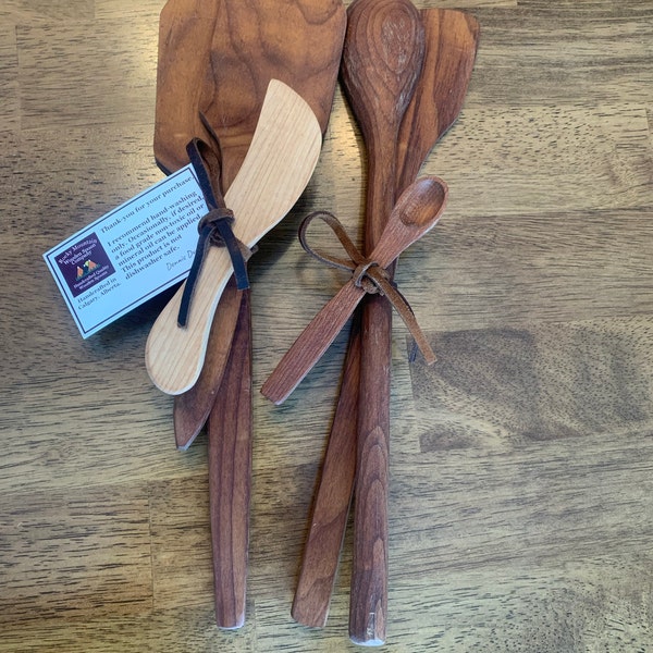 Wooden Kitchen Utensils Set Large Flipper, Small Flipper, Cooking Spoon ...