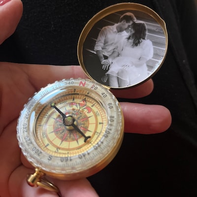 Engraved PHOTO Compass, Personalized Compass, Bride Gift, Groom Gift ...