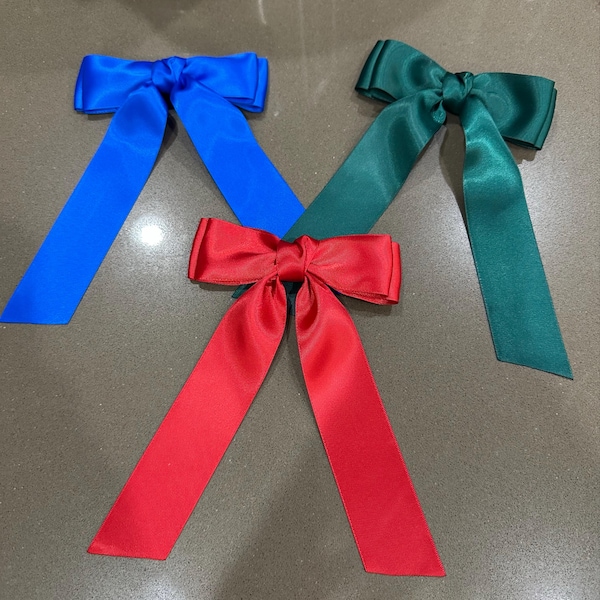 Long Tail Bow, Burnt Orange Bow, Satin Bow, Boutique Bow, Copper ...