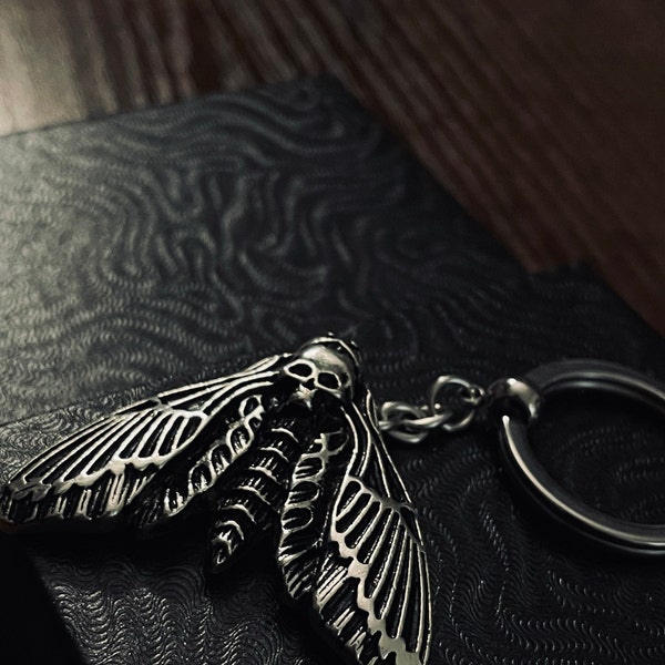 Death's Head Hawk Moth Keychain ~ Deathhead Moth Keychain ~ Moth Charm ...