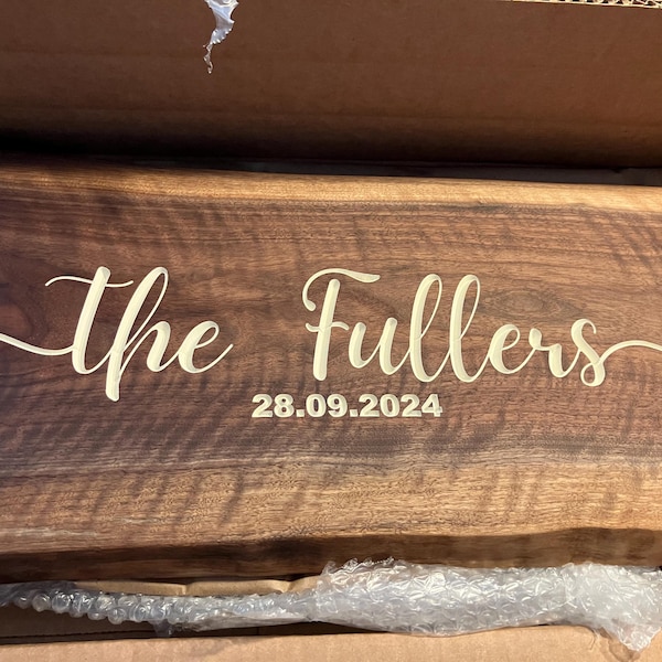 Personalized Live Edge Walnut Sign, Rustic Wedding Decor - Etsy