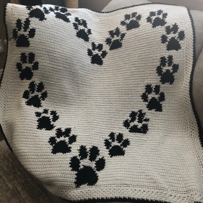 CROCHET Graph With Instructions PATTERN, Paw Print Heart for Afghan ...