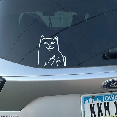 Cat Middle Finger Vinyl Decal, Car Decal, Laptop Decal, Funny Cat ...
