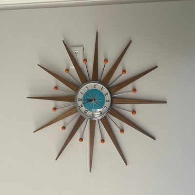 Colour Etched Trianguloid Lucite Formica Caravan Wall Clock From Royale ...