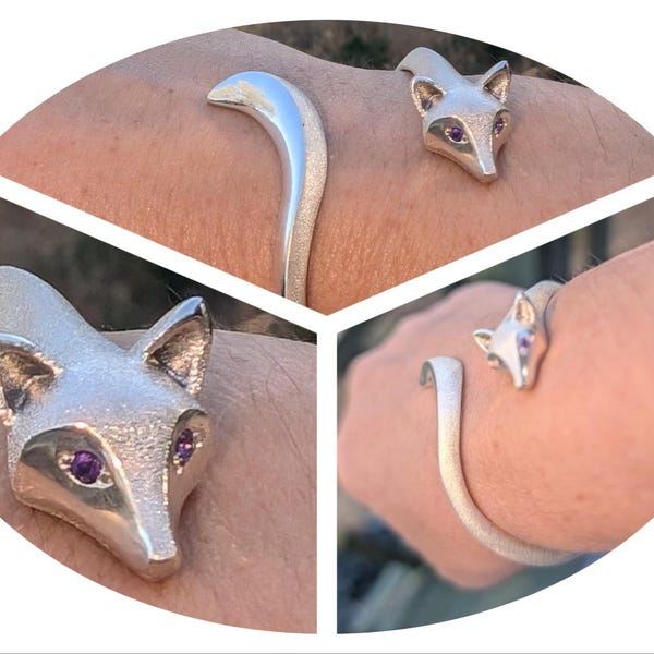 Fox Bracelet, Gem Eye. Silver - Etsy