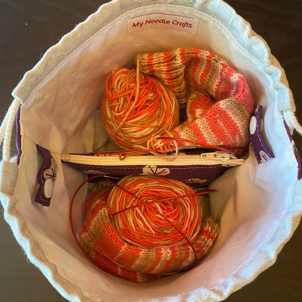 Sock Knitting Bag in Backyard Birds Print, Two at a Time Sock Project ...