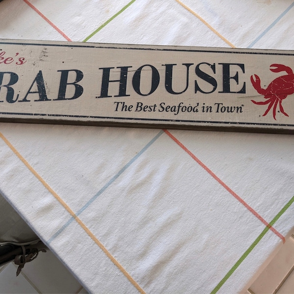 Crab House Wood Sign, Personalized Beach Location Sign, Best Seafood in ...