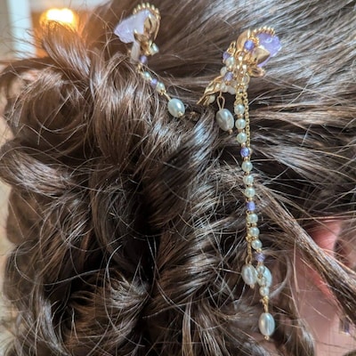 Metal Jade Hair Stick, Hanfu Luxury Hair Pins, Chinese Hair Fork, Pearl ...