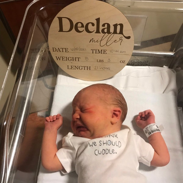 Baby Birth Sign | Personalized Wood Birth Announcement Sign | Printed ...