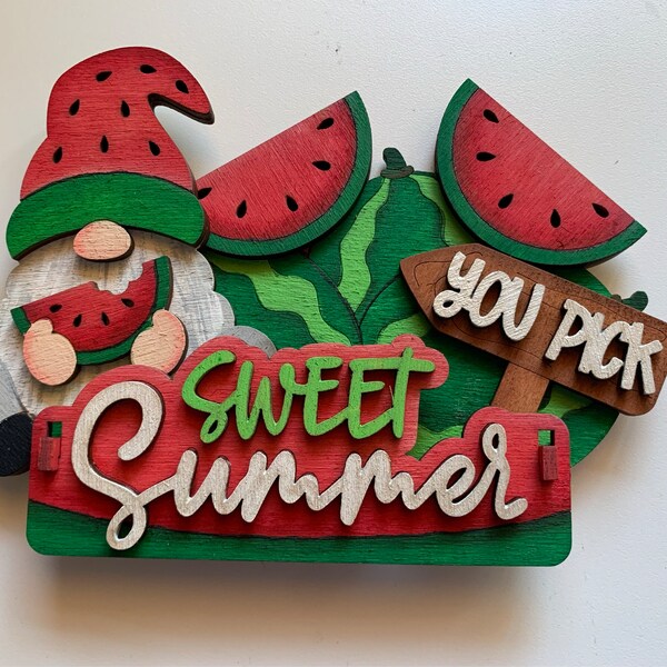 Sweet Summer Watermelon Gnome Insert DIY - Inserts for Interchangeable ...