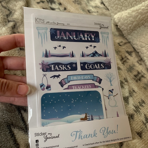 January Monthly Bullet Journal Sticker Kit - Winter Themed Stickers for ...