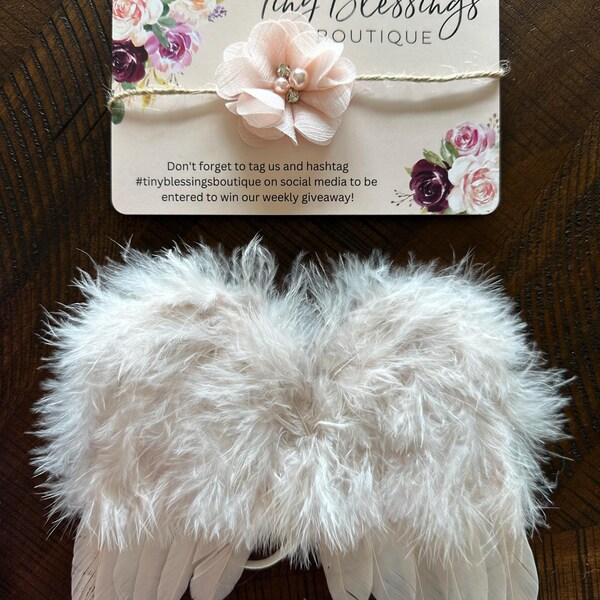 Ivory Baby Wing Set / Baby Angel Wing Set / Blush Tie Back / Angel ...