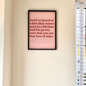 Custom Song Lyric Print Music Poster Wall Art A5 A4 A3 Typographic ...
