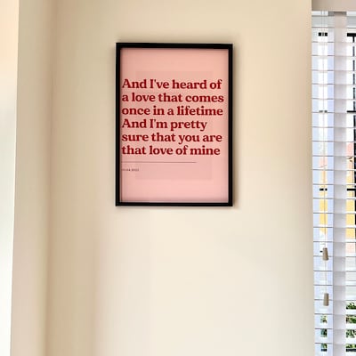 Custom Song Lyric Print Music Poster Wall Art A5 A4 A3 Typographic ...