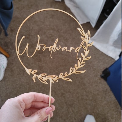 Round Floral Wedding Cake Topper Custom Cake Topper - Etsy