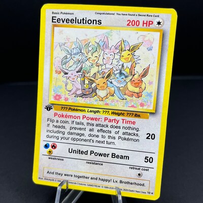 Eeveelutions Party Time Vintage Pokemon Card Art Wotc Style Eevee ...