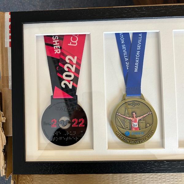 Medal Display Frame for Six Medals. 25x75cm. Perfect Gift for Runners ...