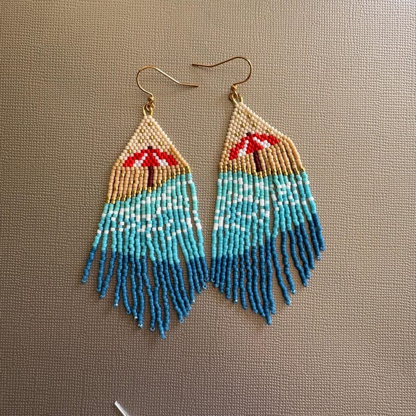 Sun Sea Ocean Seed Bead Fringe Earring Pattern, Miyuki Round Rocailles ...
