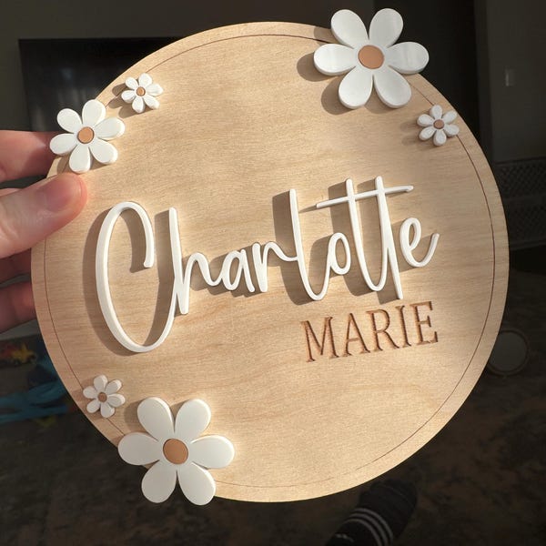 Daisy Flower Birth Sign | Baby Birth Announcement | Arched Wooden Birth ...