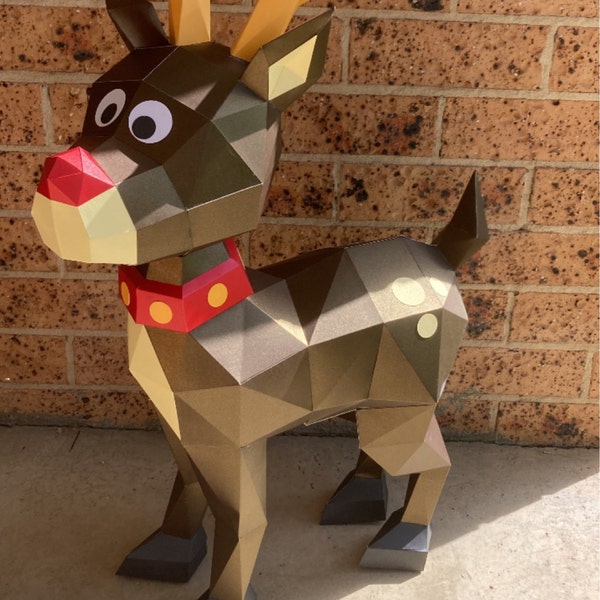 Reindeer Papercraft 3D Rudolph Paper Craft PDF, SVG Template, Low Poly ...