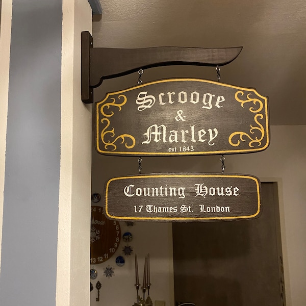 Scrooge & Marley Deluxe Hanging Sign - A Christmas Carol - Double Sided ...