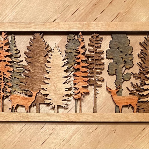 Layered Forest Design for Laser Cutting. 4 Layers, Two Separate Designs ...
