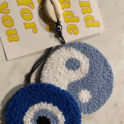 Set of 2 Blue Car Coasters,cute Car Accessories,customisable Car Decor ...