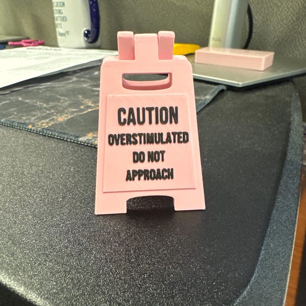 Caution Overstimulated Desk Sign: Fun Workspace Boundary Marker - Etsy
