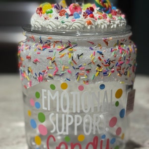 Personalized Funny Glass Candy Jar for Emotional Support, Custom Office ...