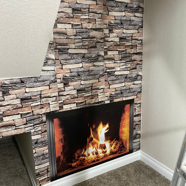 Fireplace Wall Sticker, Wall Mural, Wall Covering, Wall Decal, Wall Art ...