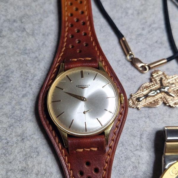 Racing Style Leather Bund Strap 20mm 22mm Bund Rally Holes Watch Band ...