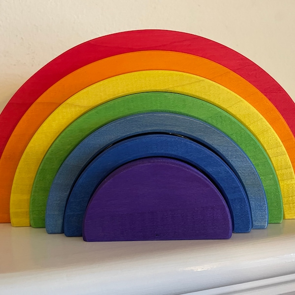 Rainbow Stacker, Rainbow Puzzle Stacker, Wooden Toy, Waldorf Inspired ...