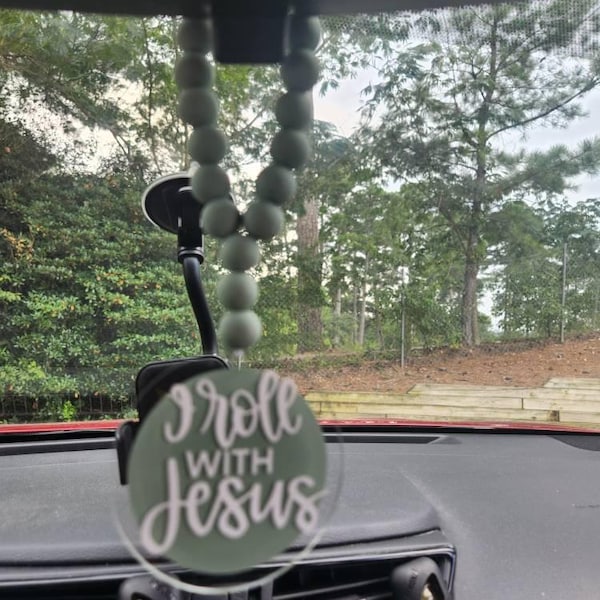 Christian Wood Bead Rearview Mirror Car Charm - Etsy