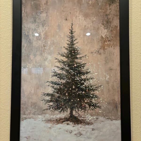 Christmas Tree Canvas Wall Art – Rustic Framed Holiday Decor, Vintage ...