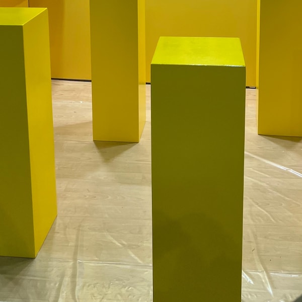 Yellow Display Pedestal Stand Riser Column Pillar - Canary Yellow Matte ...