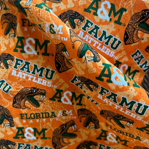 NCAA Florida A&M University Rattlers College Logo 100% Cotton Fabric by ...
