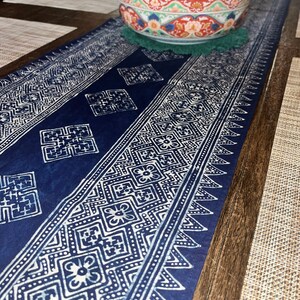 Handwoven Hmong Indigo Batik Table Runner Handwoven Hill Tribe Cotton ...