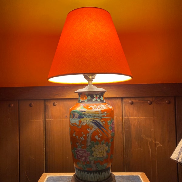 Orange Lamp Shade. Solid Color. Shade is 9.5 Wide at the Bottom, 5 ...
