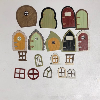 10 Pack MDF Wooden Fairy Door Windows Fairy Accessories Miniature ...