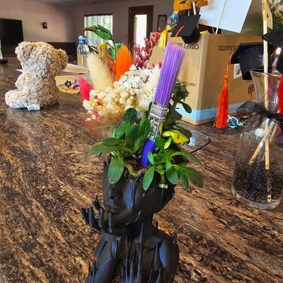 Decorative Wall Planter, Native Girl Flower Pot, Indian American Woman ...