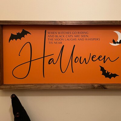 When Witches Go Riding Sign, Halloween Witch Sign, Halloween Wood Decor ...