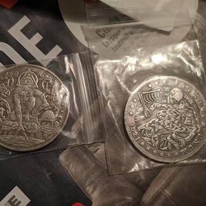 1899 Morgan Silver Dollar. Urizen/mythology. Carved/hobo Coin. 38mm 23g ...