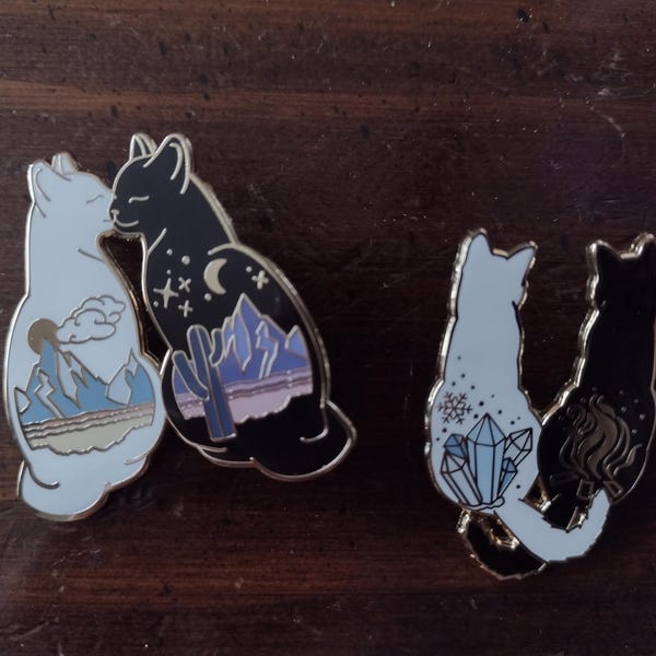 Sea Cat Enamel Pin Glitter White Cat Lover Gift - Etsy