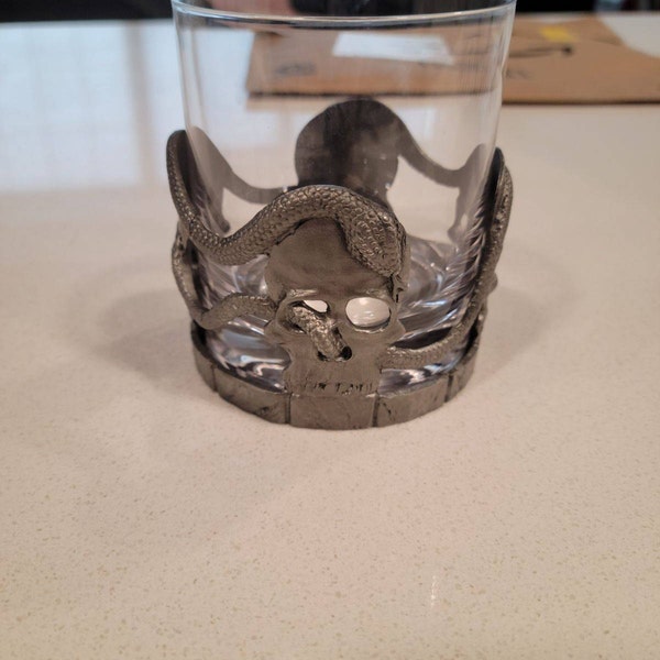 Handcrafted Skull & Snakes Pewter Whisky Glass -gothic Design - Unique ...